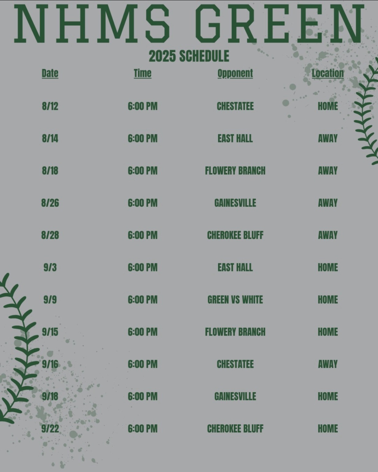 25-26 Sports Schedules – North Hall Middle School